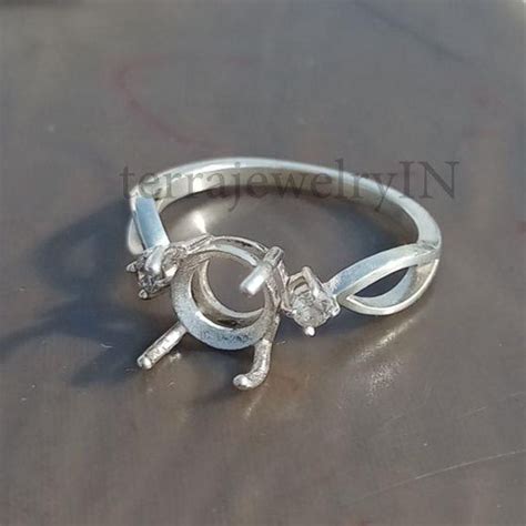 925 Sterling Silver Solitaire Round Engagement Ring Setting Semi
