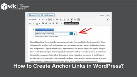 How To Create Anchor Links In Wordpress Sdlc Corp