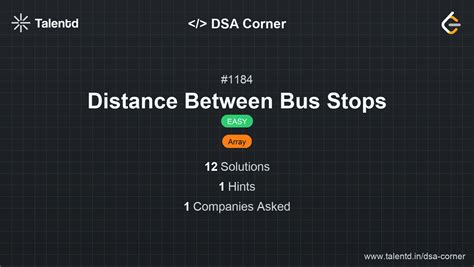 Distance Between Bus Stops Dsa Problem Talentd