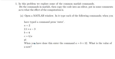 Solved 1 In This Problem We Explore Some Of The Common