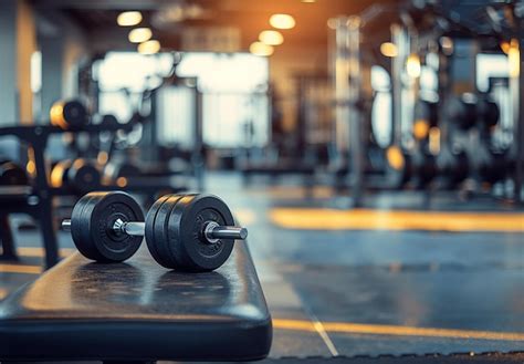 Photo Of A Workout Bench And Weights In A Modern Gym Setting With