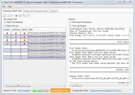 transaction batch testing multiple ansi nist itl profiles at once