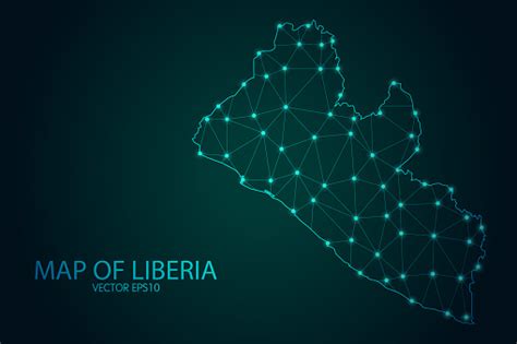 라이베리아지도 다크 그라데이션 배경에 빛나는 점과 선 비늘 3d 메쉬 다각형 네트워크 연결 0명에 대한 스톡 벡터 아트 및 기타 이미지 Istock