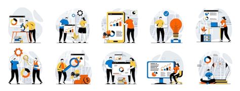 Premium Vector Data Science Web Concept With People Scenes Mega Set In Flat Design Bundle Of