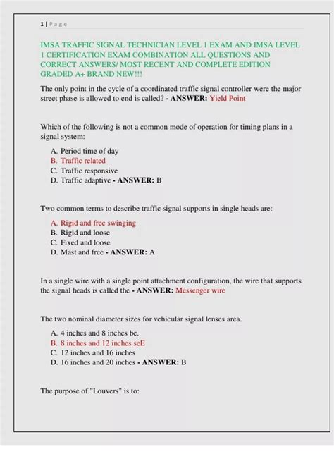 Imsa Traffic Signal Technician Level 1 Exam And Imsa Level 1