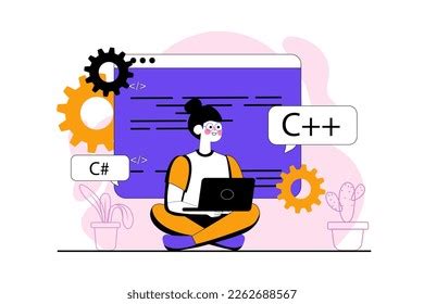 Programmer Coding Purple Concept People Scene Stock Illustration Shutterstock