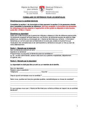 Remplissable En Ligne FORMULAIRE DE R F RENCE POUR LES B N VOLES Fax Email Imprimer
