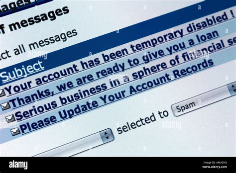 Computer Screen Showing An Email Inbox Filled With Spam Messages Stock Photo Alamy