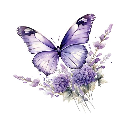 Premium Ai Image Lavender Butterfly Watercolor Illustration Lavender