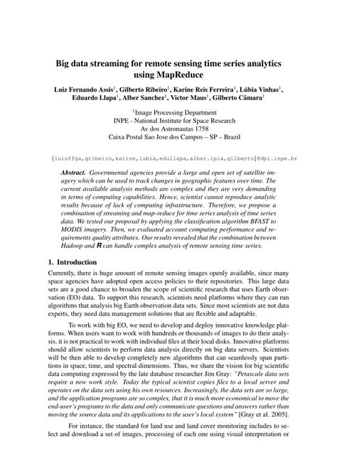 Pdf Big Data Streaming For Remote Sensing Time Series Analytics Using