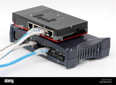 Ethernet Switch Isolated And Router Modem Connect Lan On The White