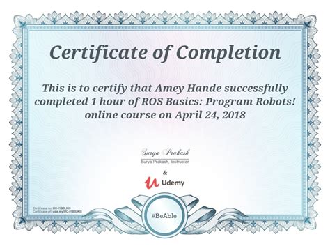 amey h on linkedin completion certificate for ros basics program robots