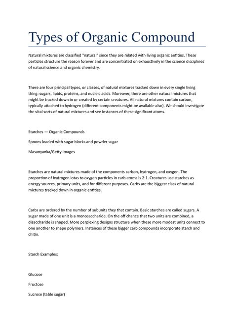 Types Of Organic Compound Types Of Organic Compound Natural Mixtures