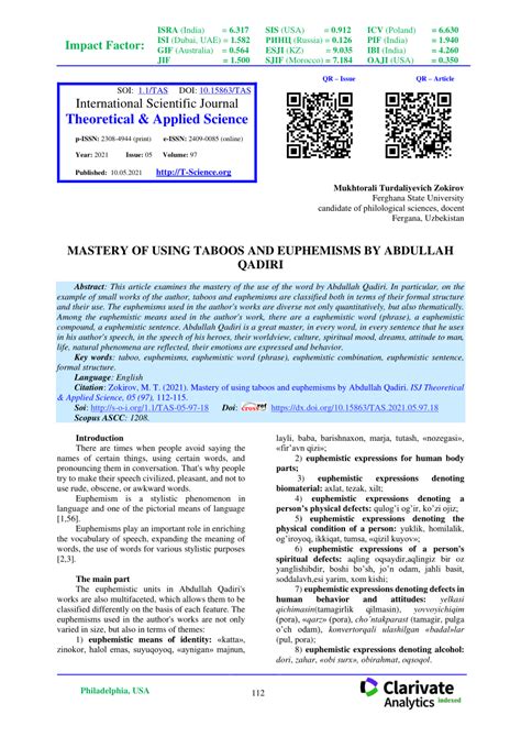 Pdf Mastery Of Using Taboos And Euphemisms By Abdullah Qadiri