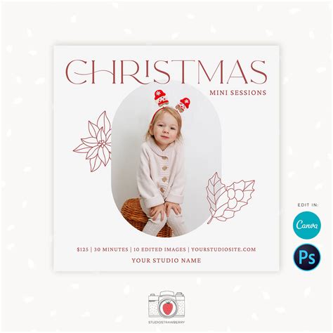 Christmas Mini Sessions Template With Minimalistic Rounded Design Strawberry Kit
