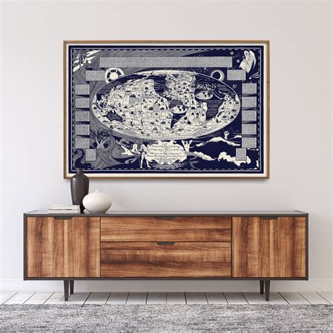 Oceans Vintage Map Print Pictorial Map Poster Sea Chart Wall Art