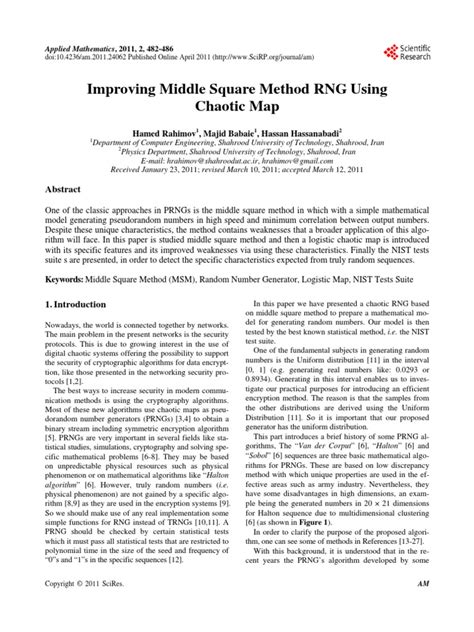 Improving Middle Square Method Rng Using 2011 Pdf Chaos Theory