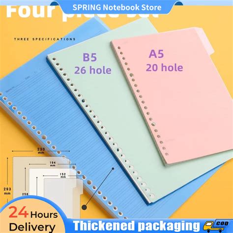 Pp Pastel Index Page Separator Colors Loose Leaf Binder 4 Sheets A5 B5 A4 Stationary Crafting