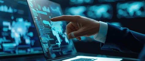 Premium Photo Businessman Using Advanced Touchscreen Interface Technology