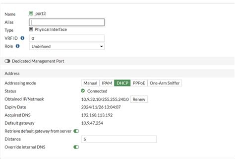 Technical Tip Wan Interface In Dhcp Mode Takes Ro Fortinet Community