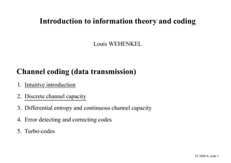 Introduction To Information Theory And Coding Channel Coding Data