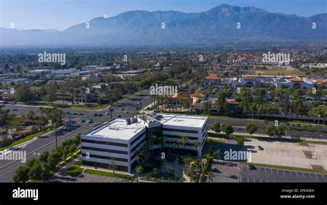 Daytime Aerial View Of Downtown Rancho Cucamonga California Usa Stock