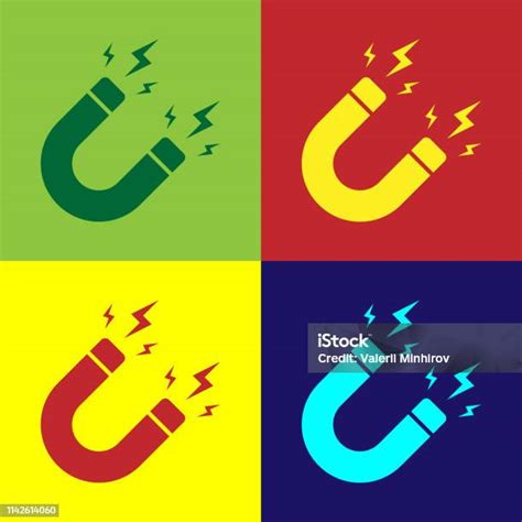 색 배경에 고립 된 번개 아이콘이 있는 색상 자석 말굽 자석 자기 자화 매력 기호입니다 벡터 일러스트 0명에 대한 스톡 벡터 아트 및 기타 이미지 Istock