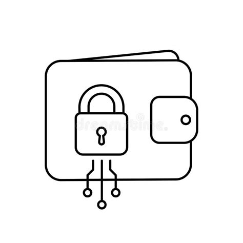 Wallet Digital Lock Cyber Security Crypto Wallet Vector Line Editable Outline Stroke Stock