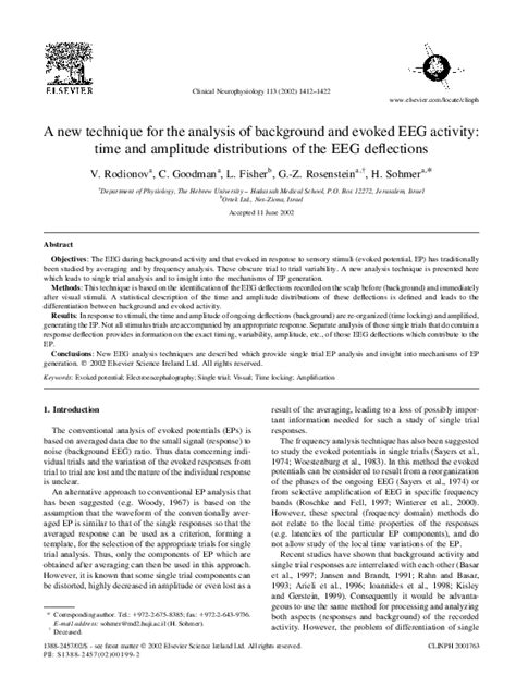 pdf a new technique for the analysis of background and evoked eeg