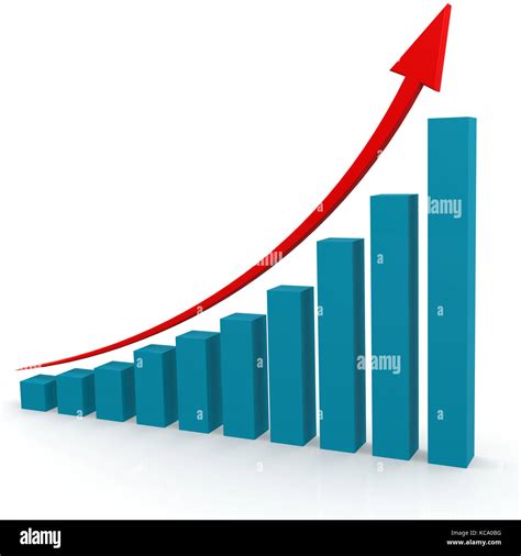 Red arrow on blue graph image with hi-res rendered artwork that could be used for any graphic ...