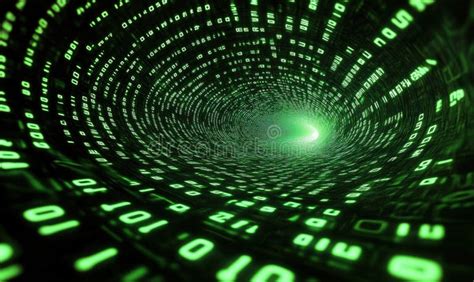 Digital Tunnel Of Binary Code Representing Data Flow And Information Technology Concepts Stock