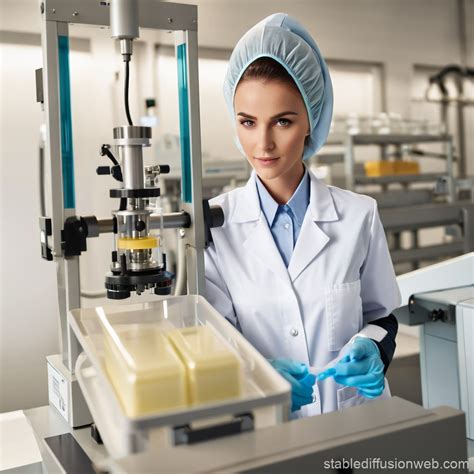 Laboratory Workers Examining Packaging Line Stable Diffusion Online