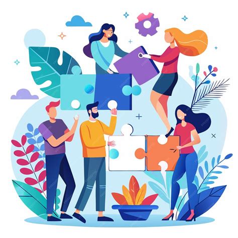 Teamwork Connecting Puzzle Pieces For Success Premium Ai Generated Vector