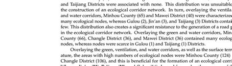 Corridors Overlayed Ecological Node Distribution Statistics