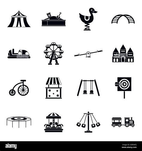 Amusement park icons set, simple style Stock Vector Image & Art - Alamy