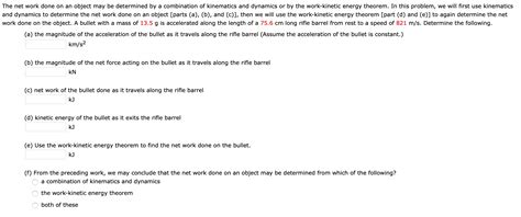 solved the net work done on an object may be determined by a