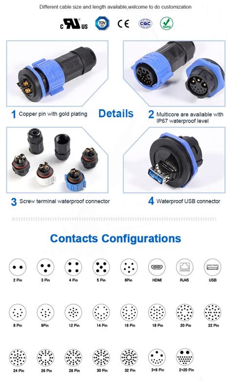Plastic Multi Pin Circular Connectors Waterproof Plug And Socket M25 IP67