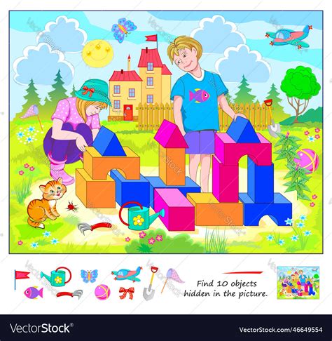 find 10 objects hidden in the picture logic vector image