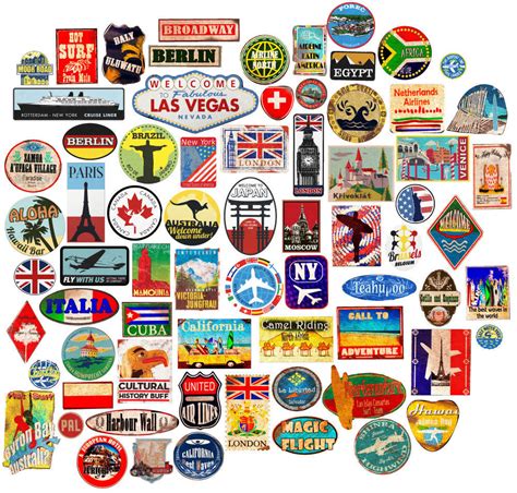 Vintage Travel Suitcase Stickers