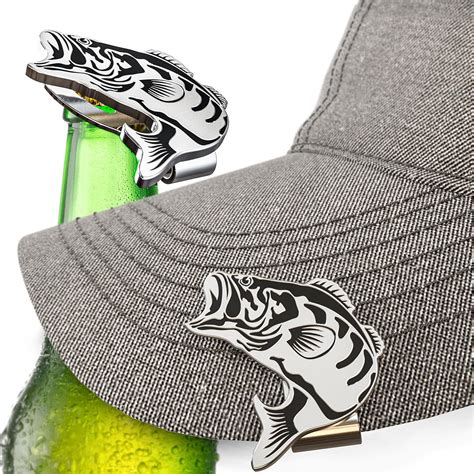 Bass Fish Hat Clip Bottle Opener Anglers Delight Cap
