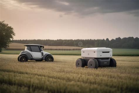 Agricultural Robot In The Field Neural Network Ai Generated Stock