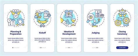 Hackathon Process Structure Onboarding Mobile App Screen Stock