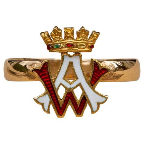 Edwardian 18k Gold Royal Interest Cypher Monogram Enamelled Presentation Ring For Sale At 1stdibs