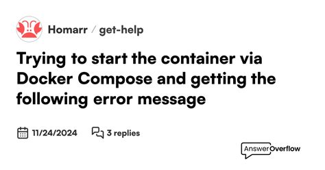 Trying To Start The Container Via Docker Compose And Getting The