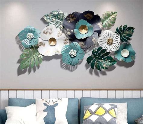 Leaves Metal Wall Art In Bluesilver At Edward Mcfarlane Blog