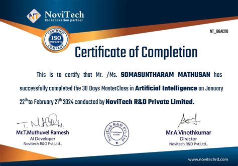 Completed Novitechs Ai Masterclass Mathu Mathusan Posted On The Topic Linkedin