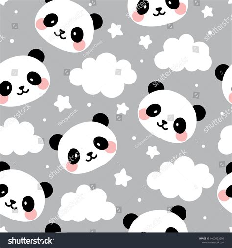 Panda Seamless Pattern Background Happy Cute Stock Vector Royalty Free 1400823695 Shutterstock
