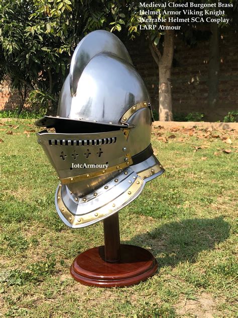 Medieval Gladiator Helmet 18ga Sca Larp Brass Reenactment Armor Helmet