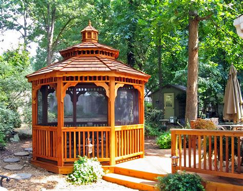 Red Cedar Double Roof Octagon Gazebos With Metal Roof Gazebos By