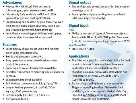 F130 P Batch Controller Pulse Input 2 Stage Outputs Batt And Dc Power